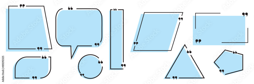 Quote box frame big set best for speech quotation. Speech quote marks ...