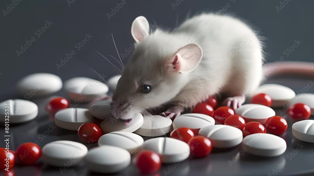 Research on laboratory animals, Animal testing concept. A live white ...