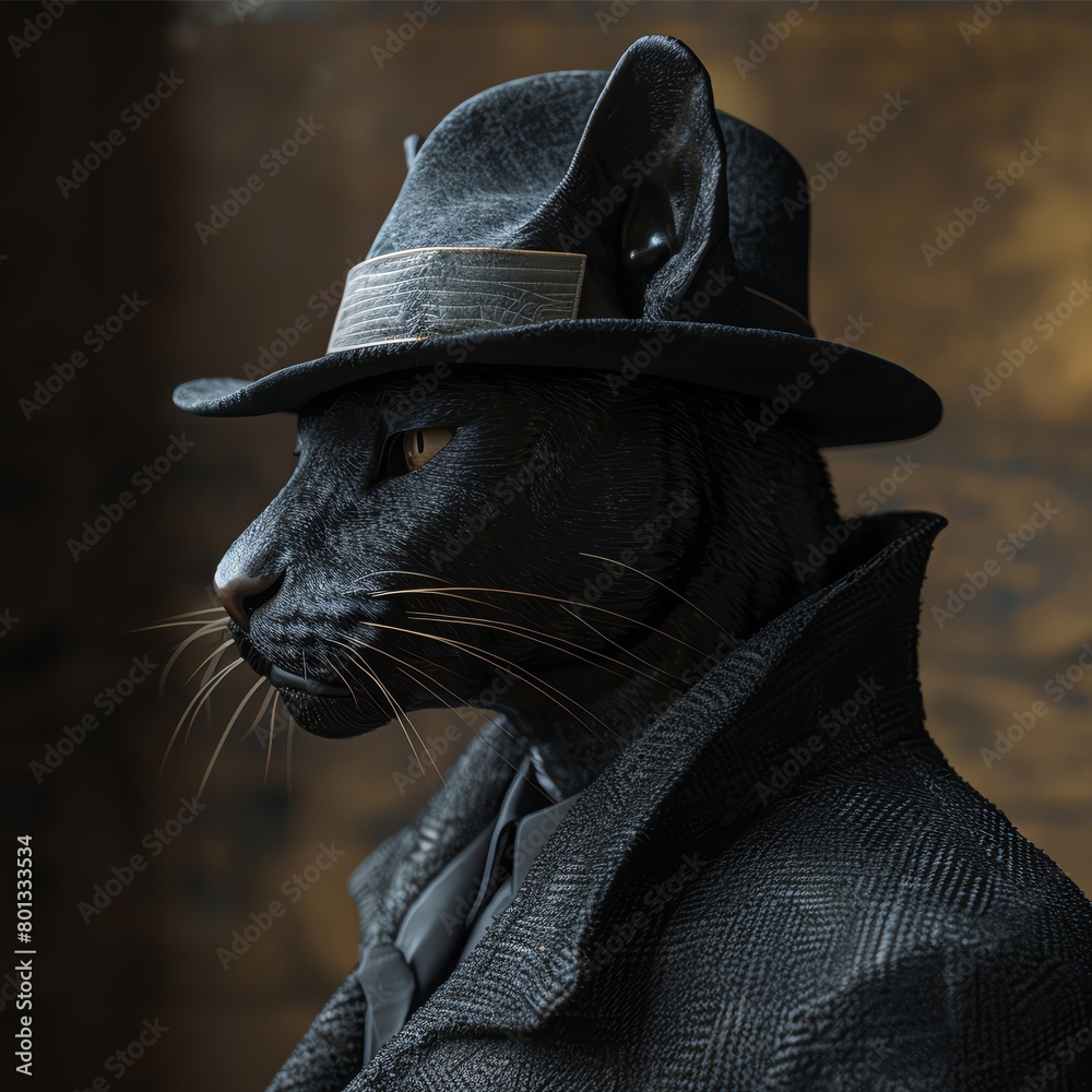 Unleash the mystery with a side view of a sleek, shadow-draped sphinx ...