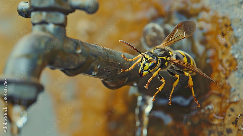 In the water faucet, a wasp. The water faucet had wasps in it. Wasps ...
