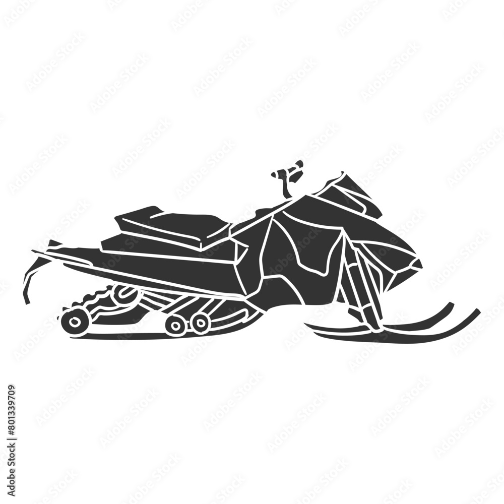 Snowmobile Icon Silhouette Illustration. Snow Vehicles Vector Graphic ...