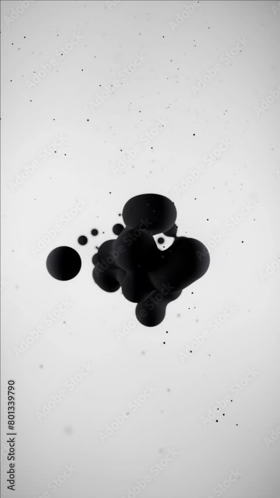Abstract minimalist lava lamp like blob animation, black and white smooth 3d shapes animated ...