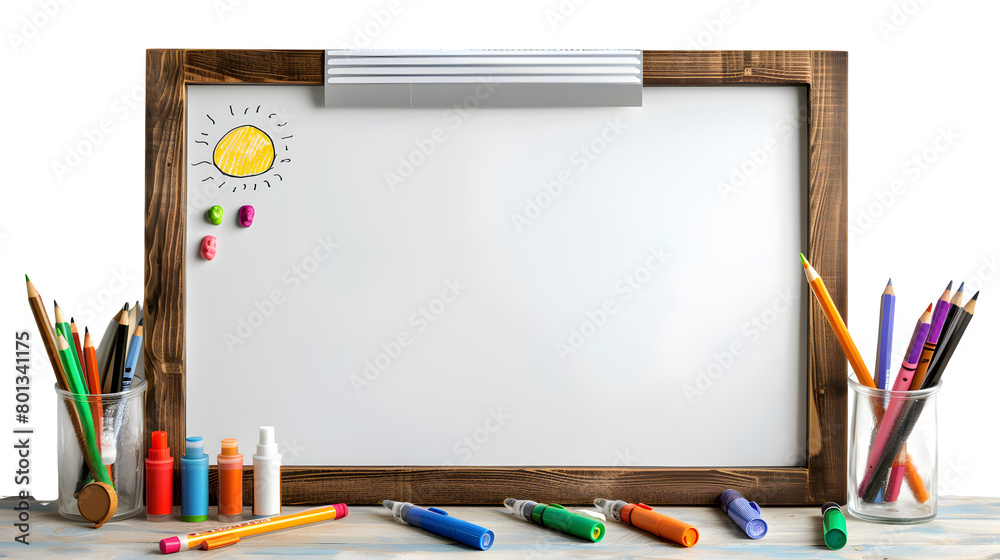 Whiteboard with Colorful Markers and Eraser for Office and Classroom ...