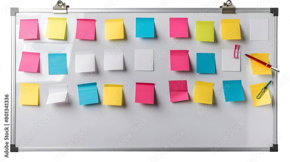 Whiteboard with Project Timeline and Sticky Notes for Office and ...