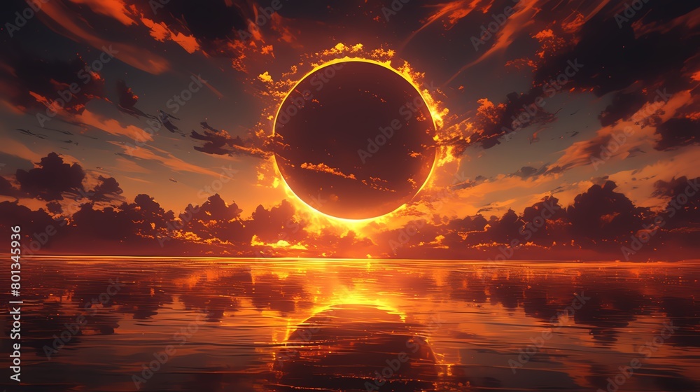 Illustrate the awe-inspiring sight of a solar eclipse as seen from eye ...