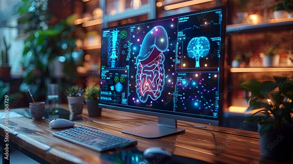 Futuristic Holographic Medical Diagnostic Interface Revealing Internal ...