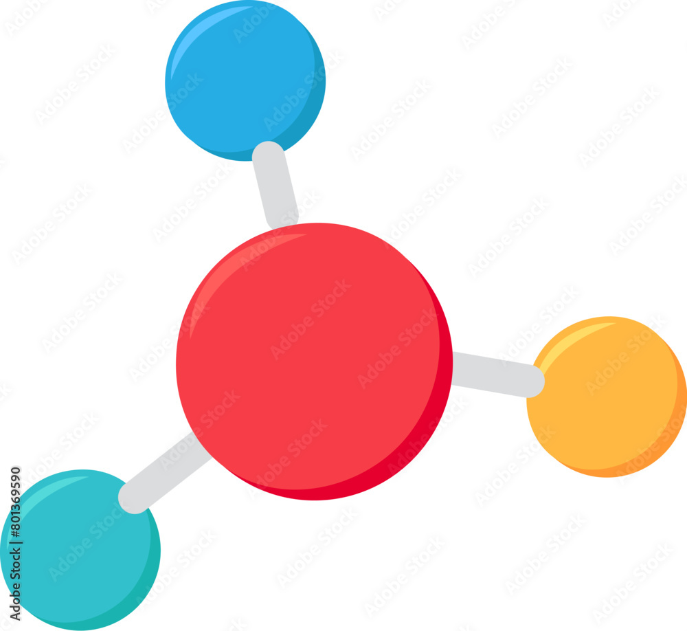 Structure of simple molecule of medicine icon. Synthesis of complex ...