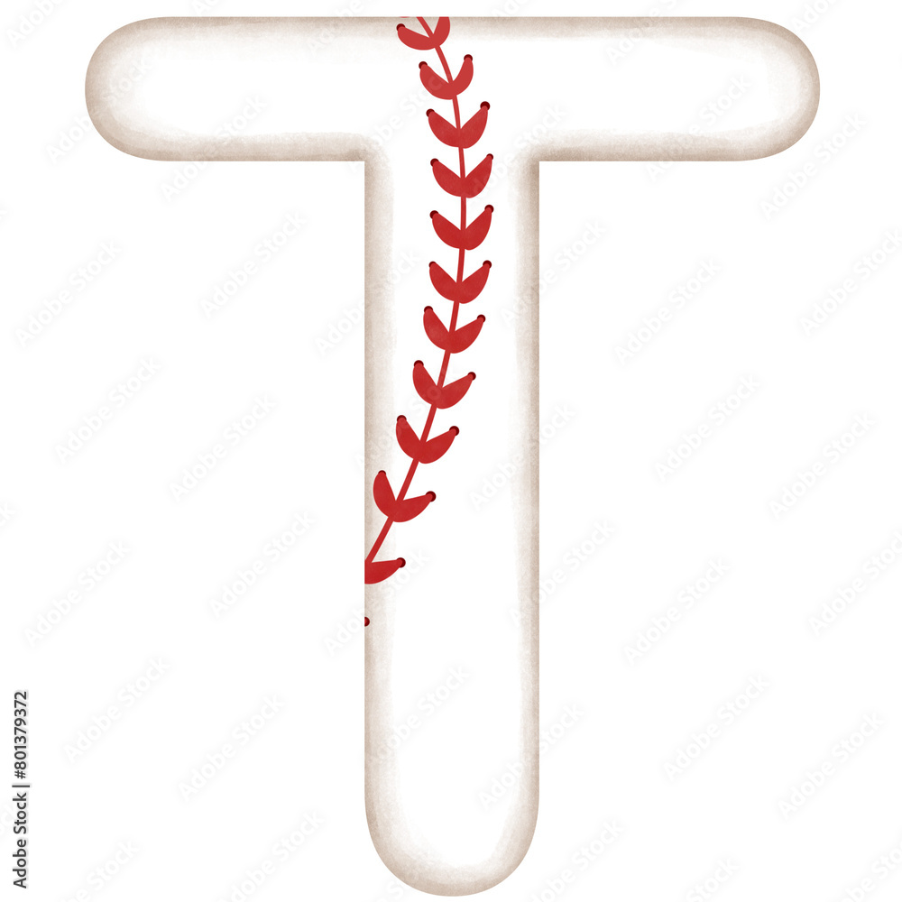 Watercolor baseball alphabet letter T clipart illustration. Stock ...