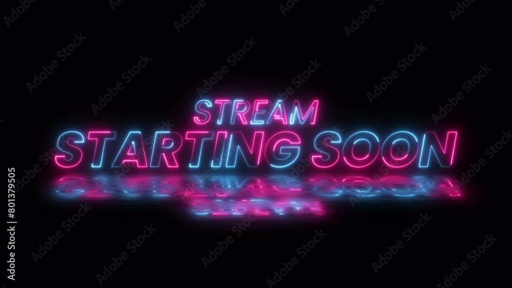 Stream starting soon neon text animation suitable for video live ...