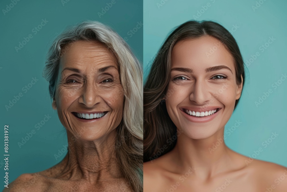 Aging beauty divided into two stages through regimen that depicts ...