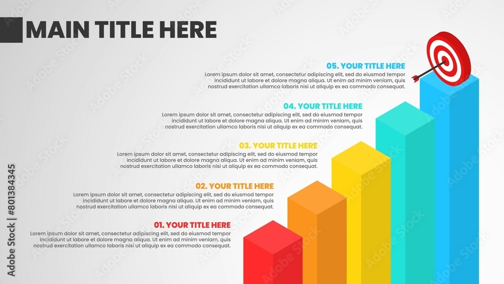 Steps to success with target Infographic Stock Template | Adobe Stock