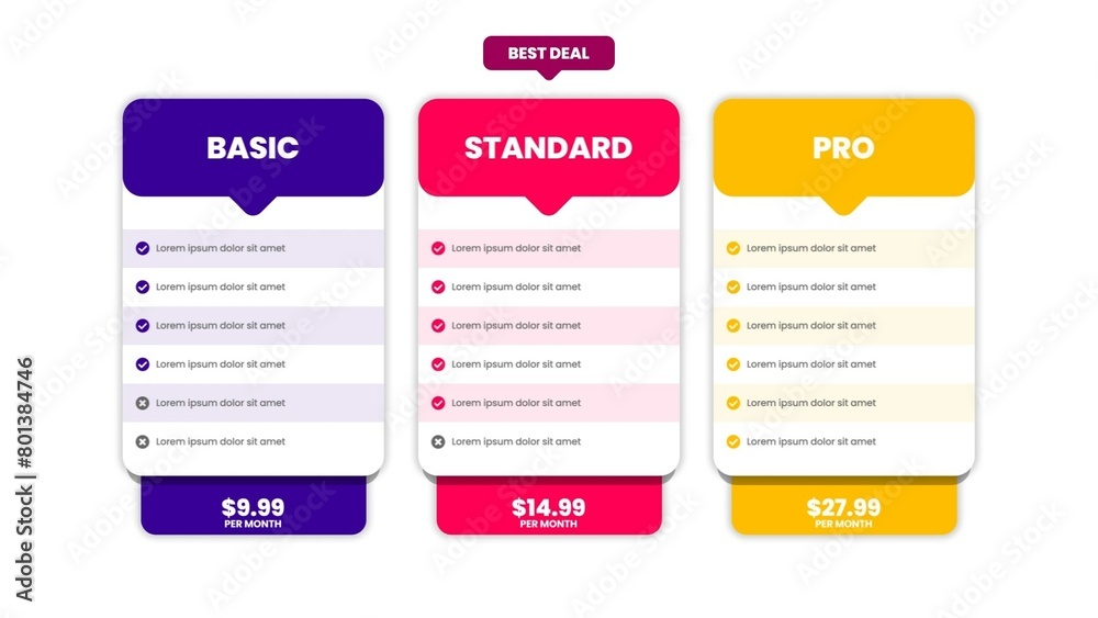 Clean Product Pricing Table Animated Infographics Stock Template ...