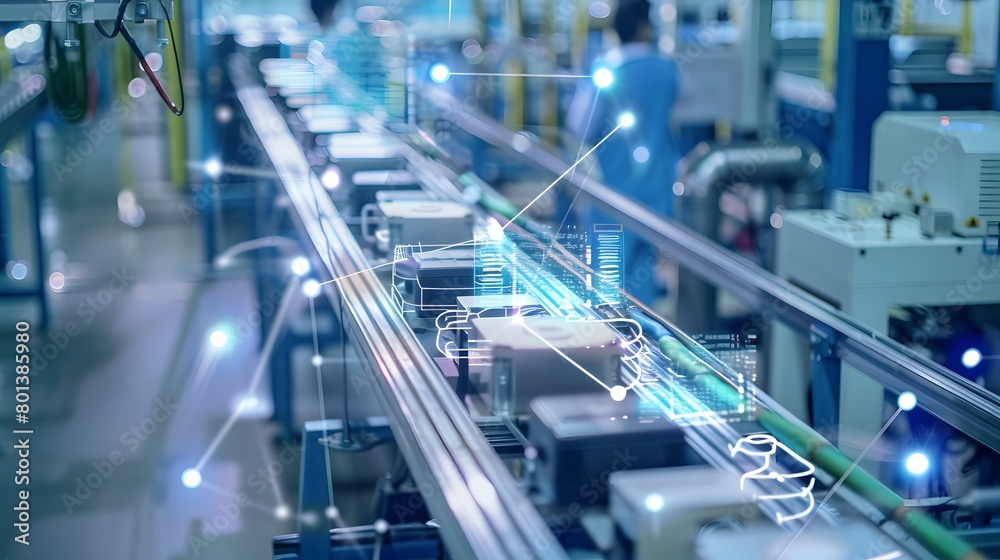 role of AI in industrial automation with a high-definition photograph ...