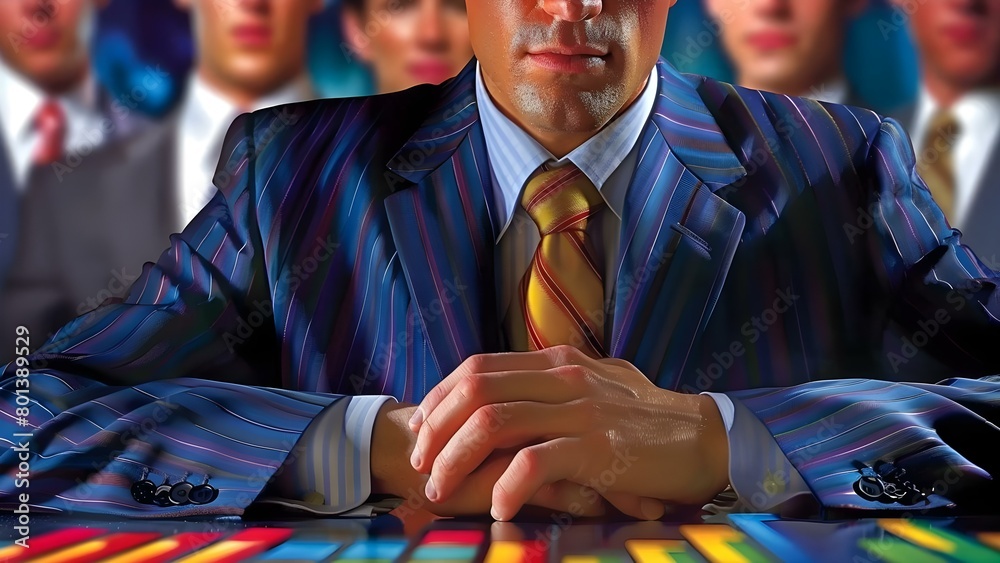 Entrepreneur presenting data-driven business plan with predictive ...