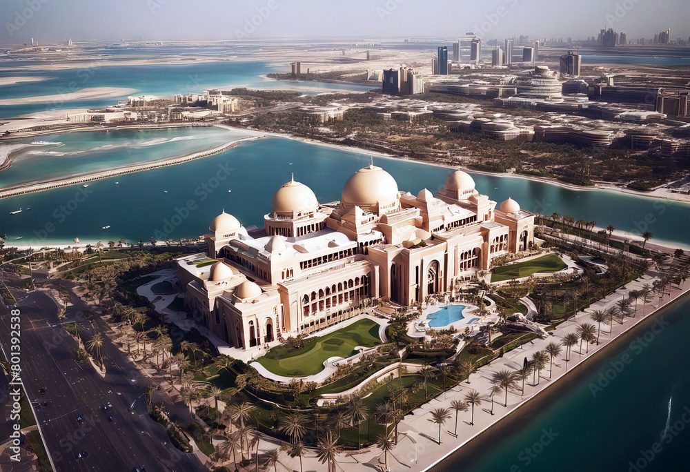 'United Emirates Abu Dhabi Aerial Arab view Emirates Palace Abu Dhabi ...