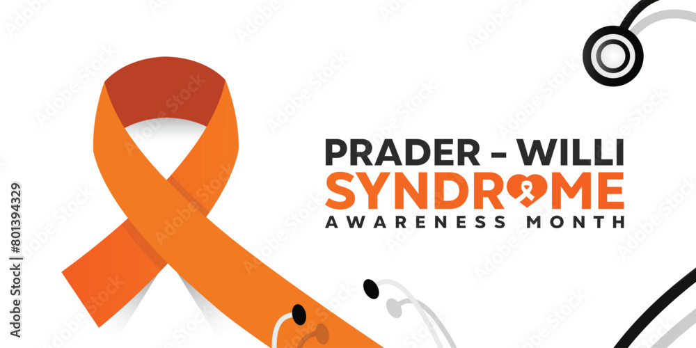 Prader willi Syndrome Awareness Month. Ribbon and stethoscope. Great ...