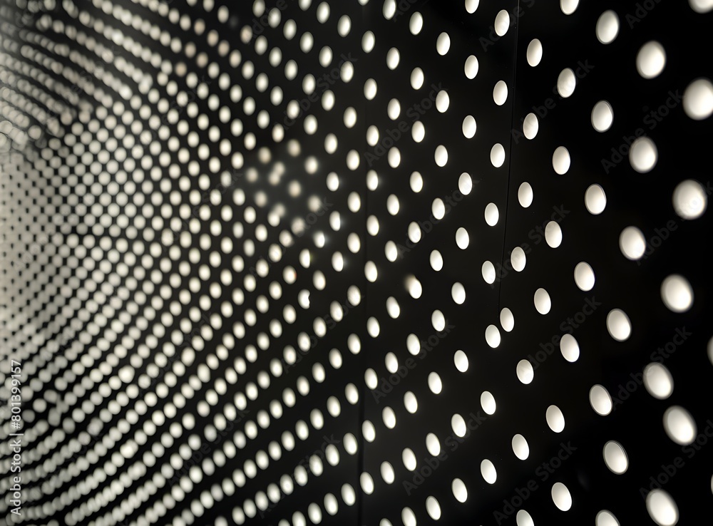 A black background with white dots of varying sizes in a portal pattern ...