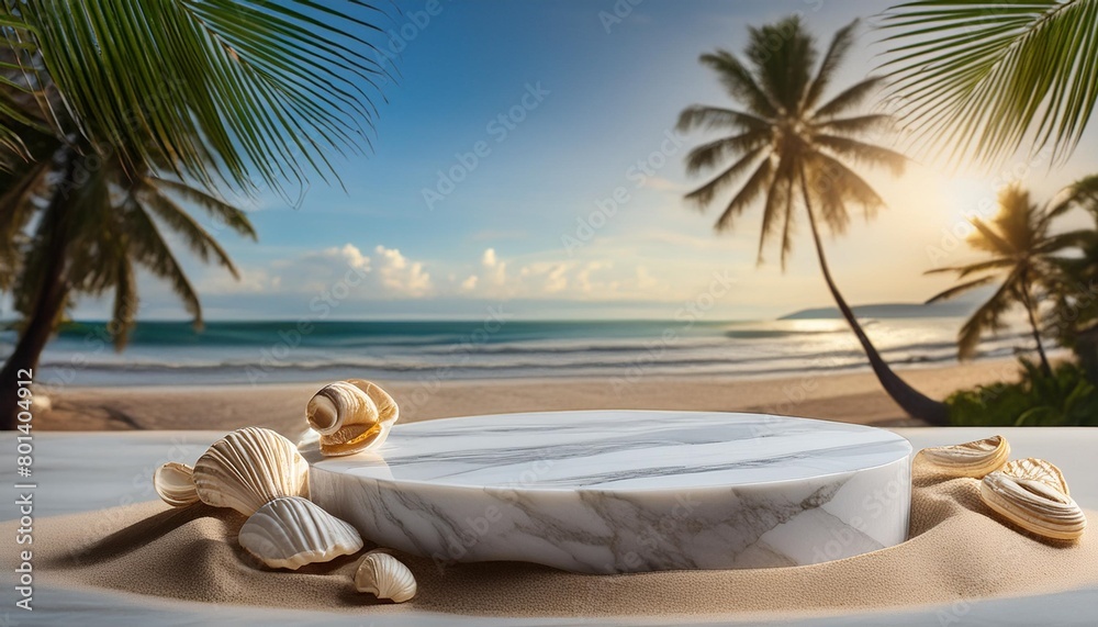 minimal round marble podium aesthetic summer dais 3d podium with a ...