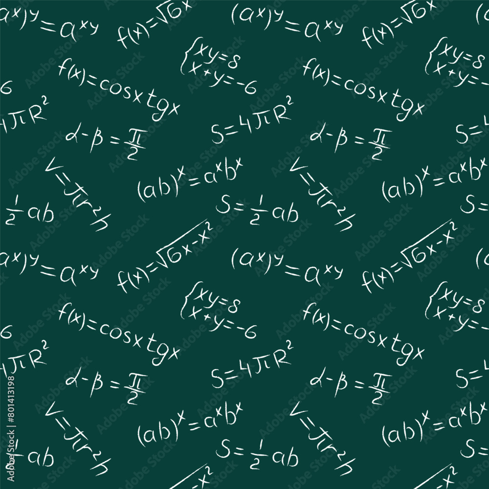 Seamless pattern of chalk set of mathematical theory formula ...