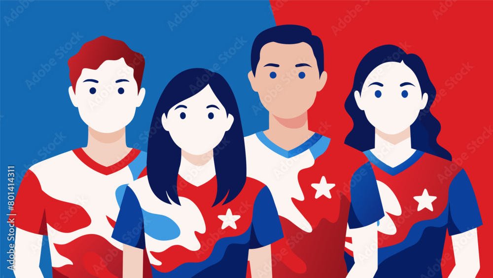 Red White and Blue Squad A group photo of a team or club all wearing ...
