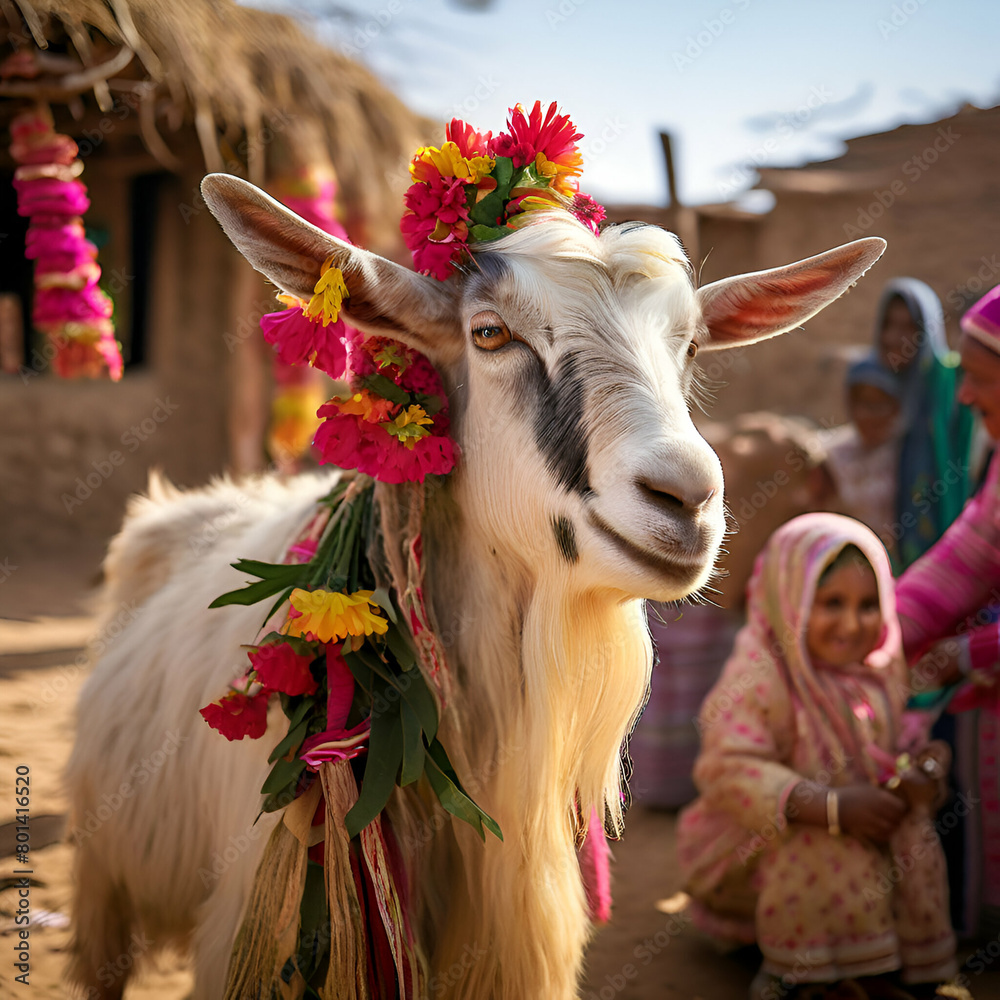 a traditional village setting where families joyfully decorate their ...