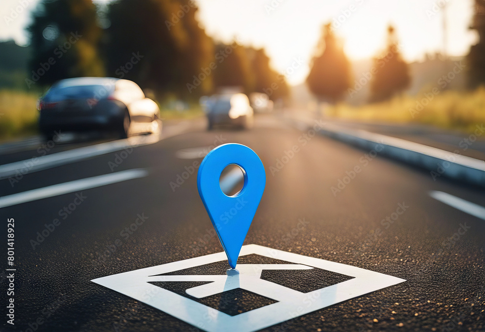 'location blue icon route 3d street gps traffic symbol map navigation ...