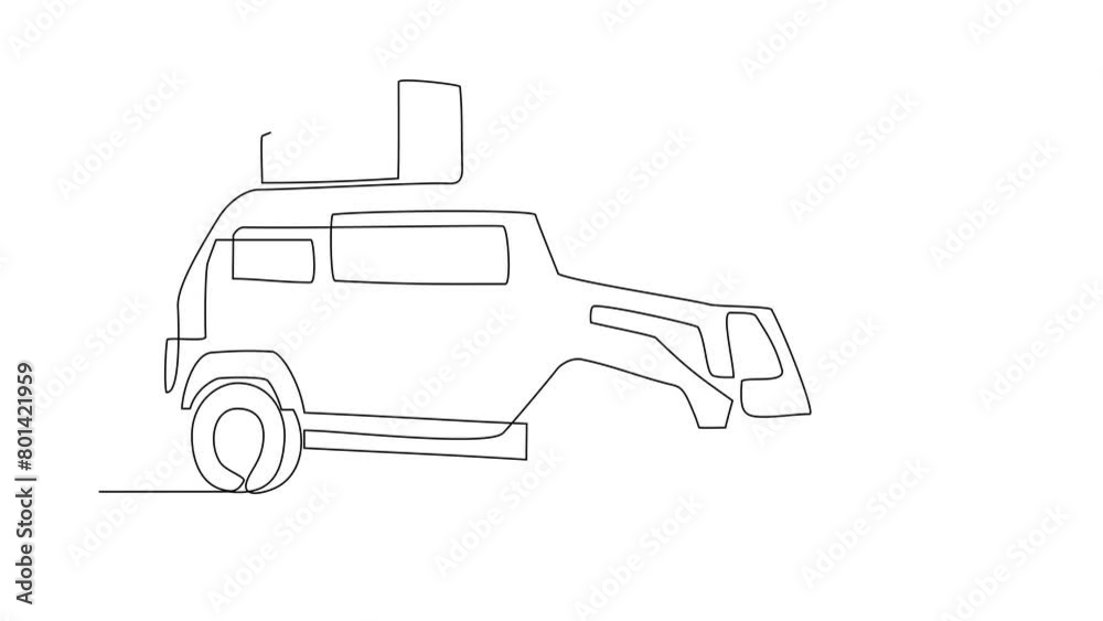 Animated self drawing of Military vehicle video illustration. Military ...