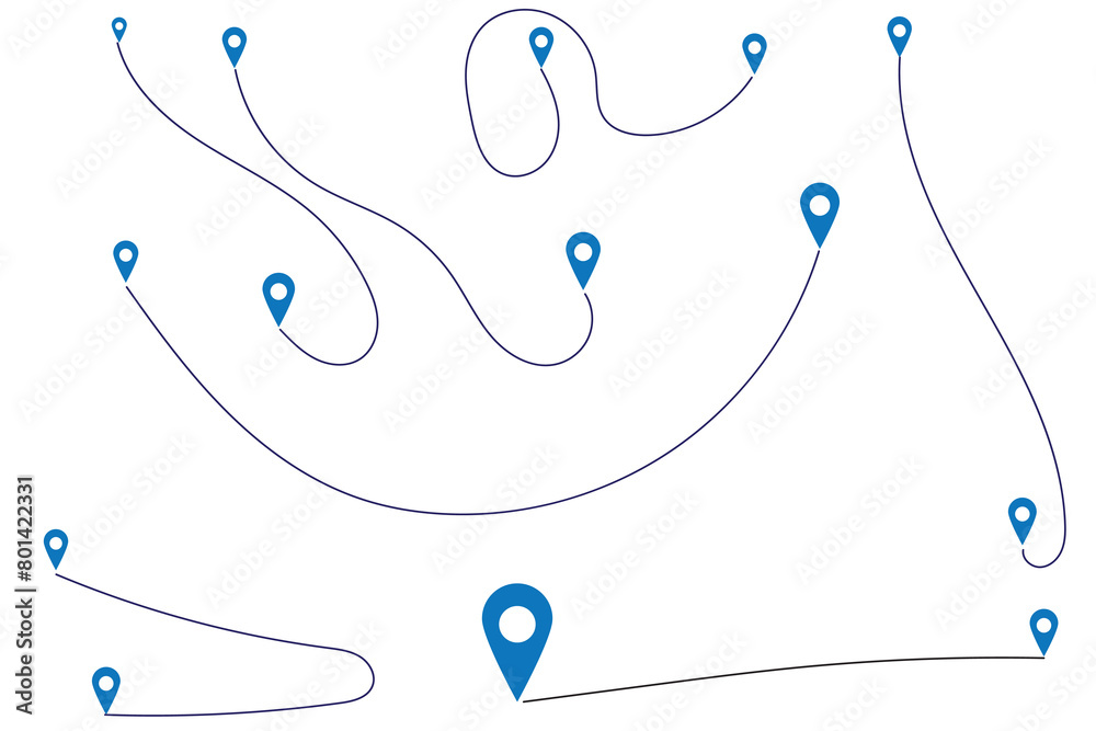 Map and location symbols set. Mapping icon collection. Geolocation map ...