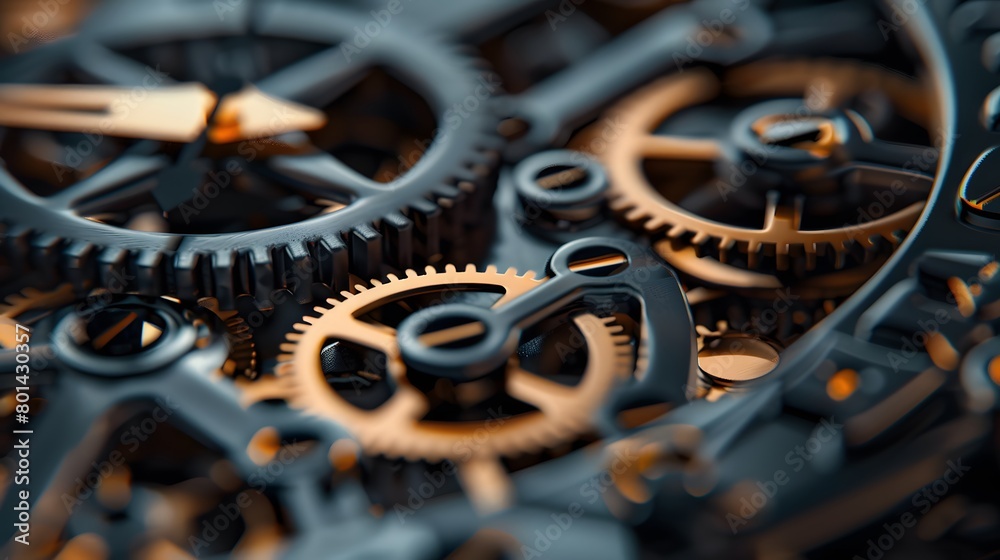 A detailed close up of the gears inside a watch. This image can be used ...
