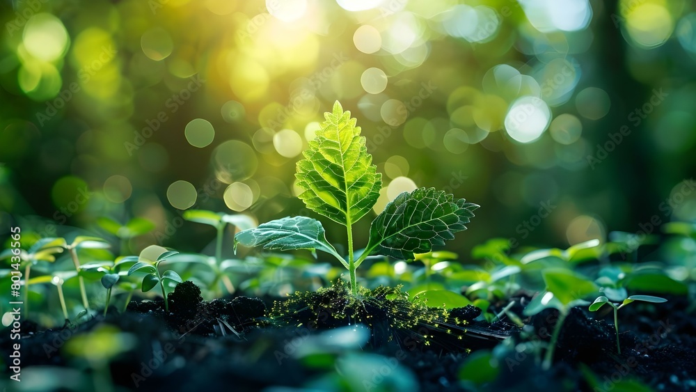 Tech plant growth concept merges nature and technology for sustainable ...