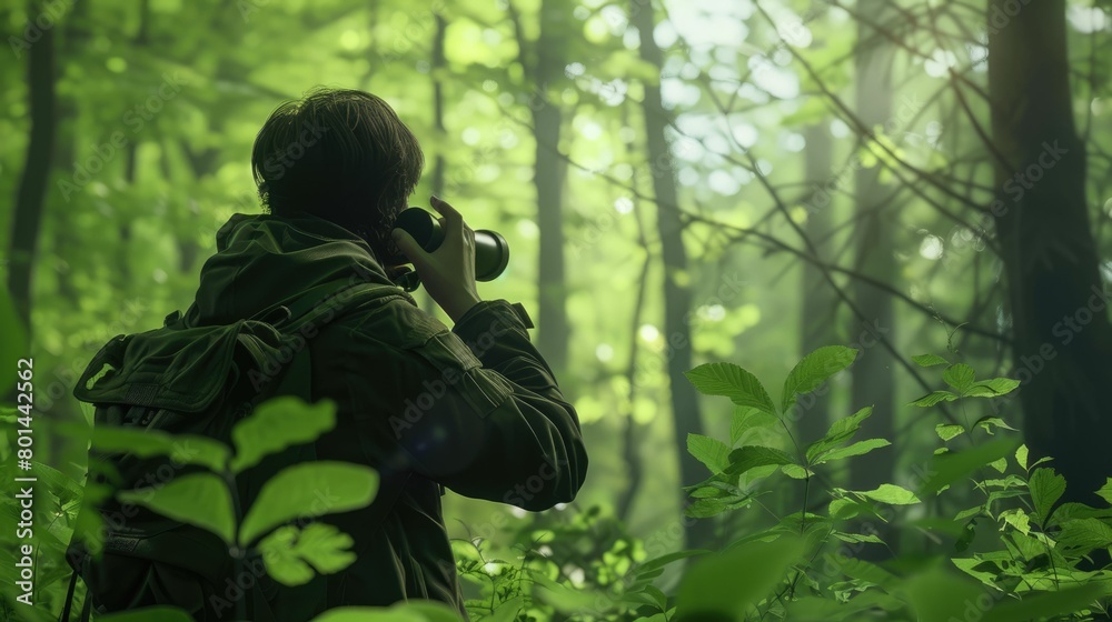 The picture of the bird watcher that has been searching for the birds ...