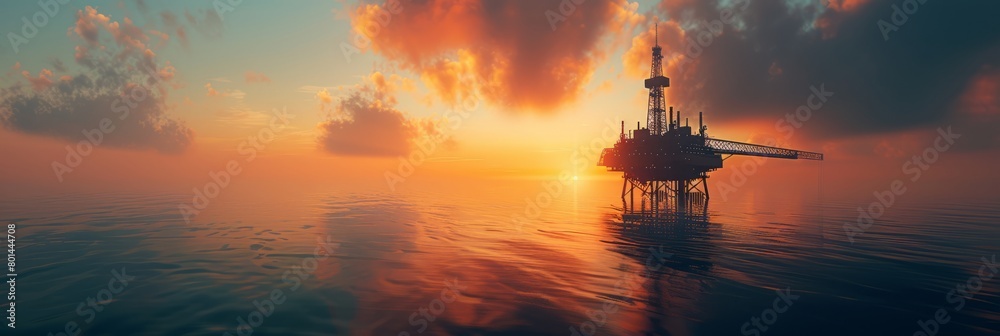 Offshore platform, oil and gas production in ocean or sea, gas and oil ...