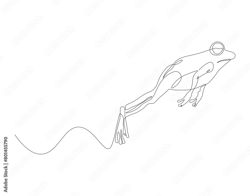 Continuous line drawing of frog. One line of cowboy frog. Amphibian ...
