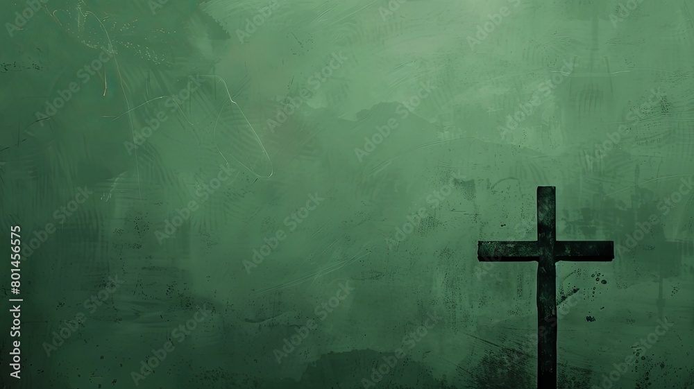 Sage Green Backdrop Sustains a Minimalist Cross Silhouette Stock ...