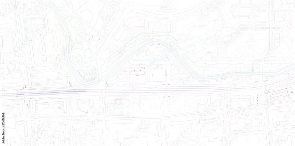 Detailed vector sketch illustration of modern city layout site plan map ...