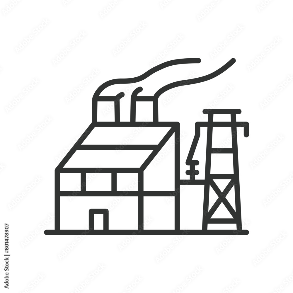 Power plant, in line design. Power plant, power, plant, electricity ...