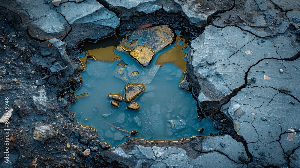Repairing potholes on a damaged asphalt road to ensure smoother and ...