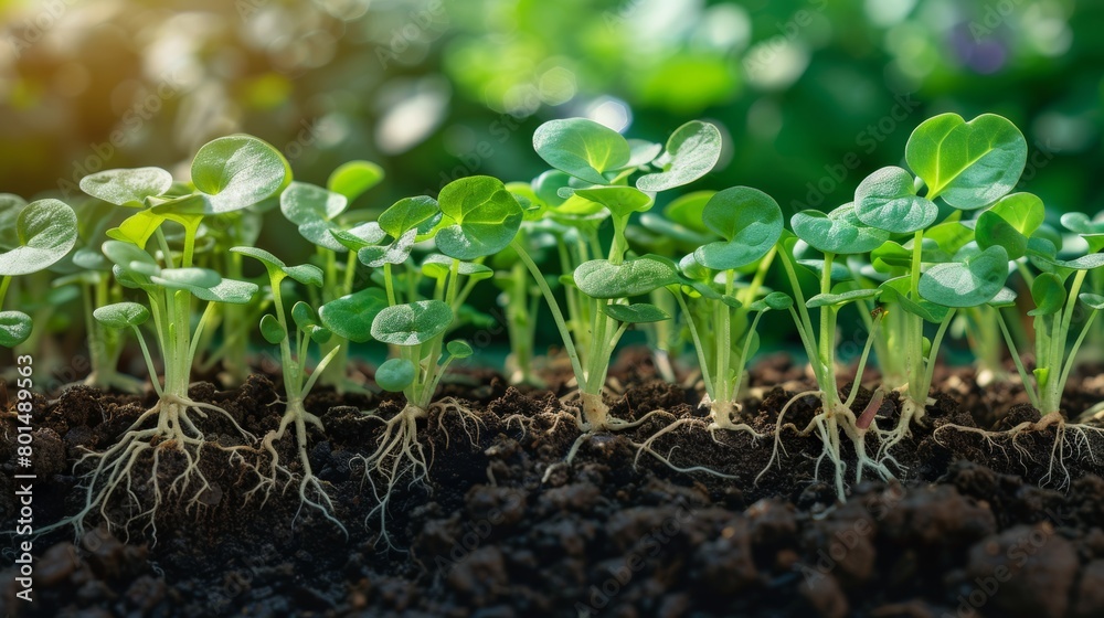 Detailed illustration of earths cross section with visible plant growth ...