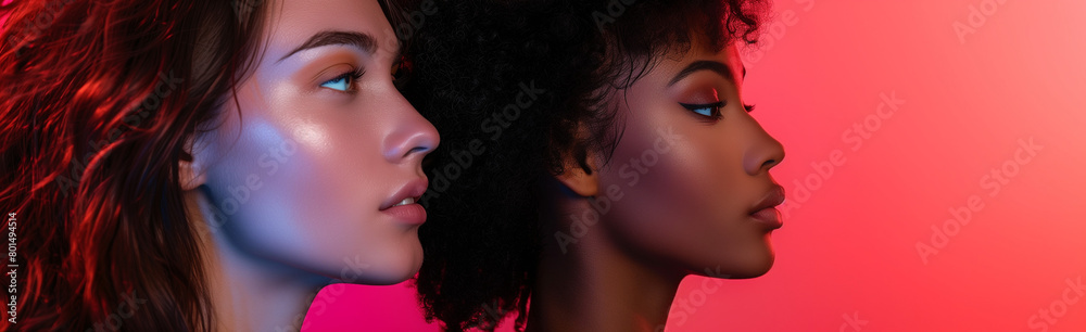 Half-body shot of two different model girls showcasing hairstyling ...