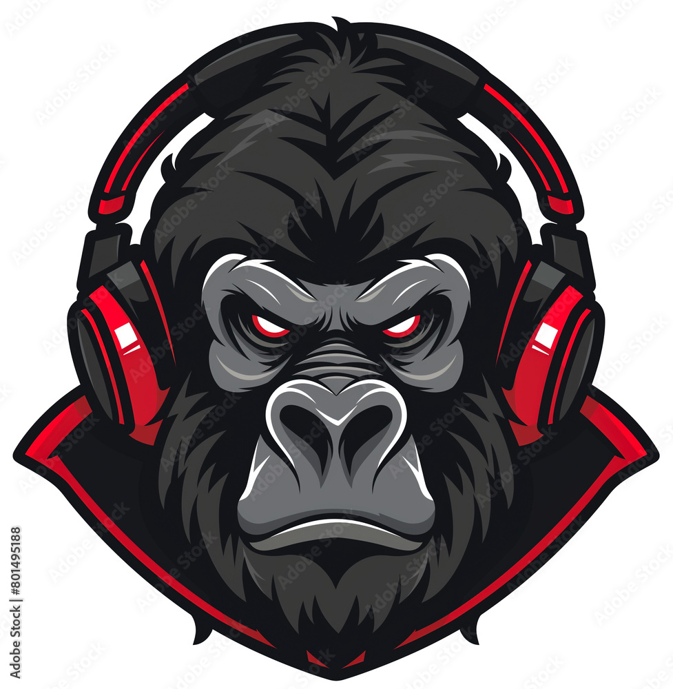 eSports gamer team logo. Gorilla mascot wearing gaming headset. Image ...