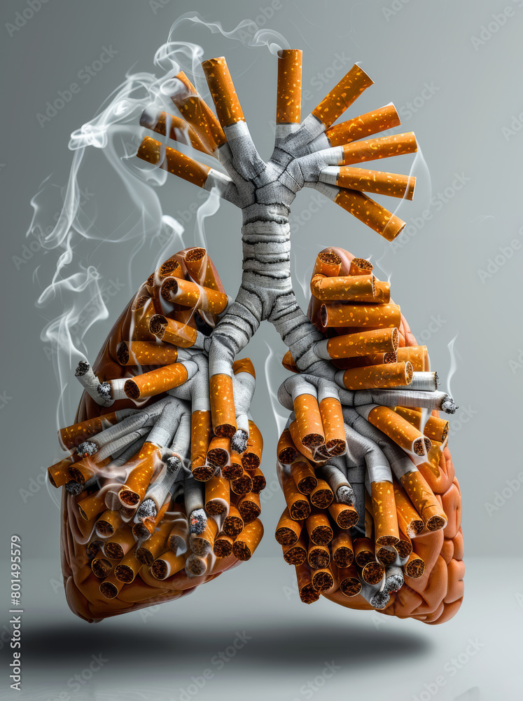 human lungs made from cigarettes, showing the effects of the ...