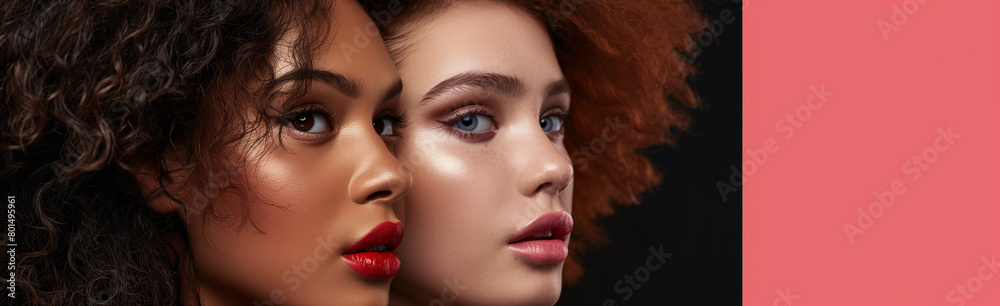Half-body shot of two different model girls showcasing hairstyling ...