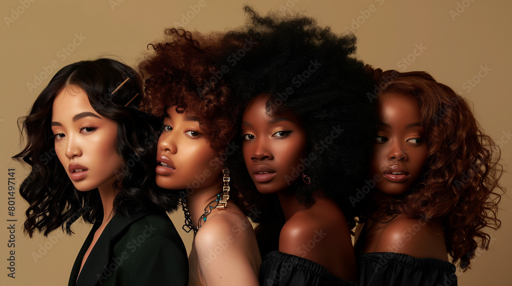 A hair photoshoot featuring a group of light-skinned Black women ...