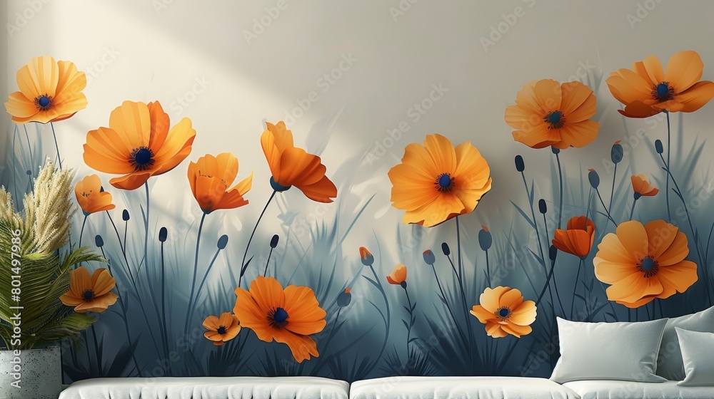 The abstract Flower Market poster is a set of trendy botanical wall ...