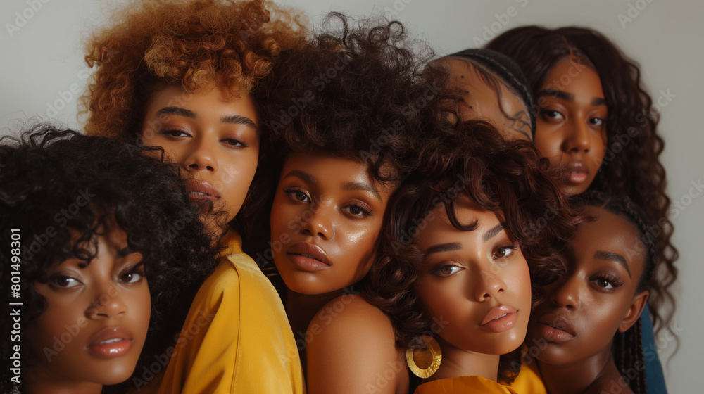 A hair photoshoot featuring a group of light-skinned Black women ...