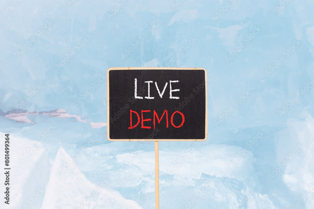 Live demo symbol. Concept words Live demo on beautiful yellow black ...