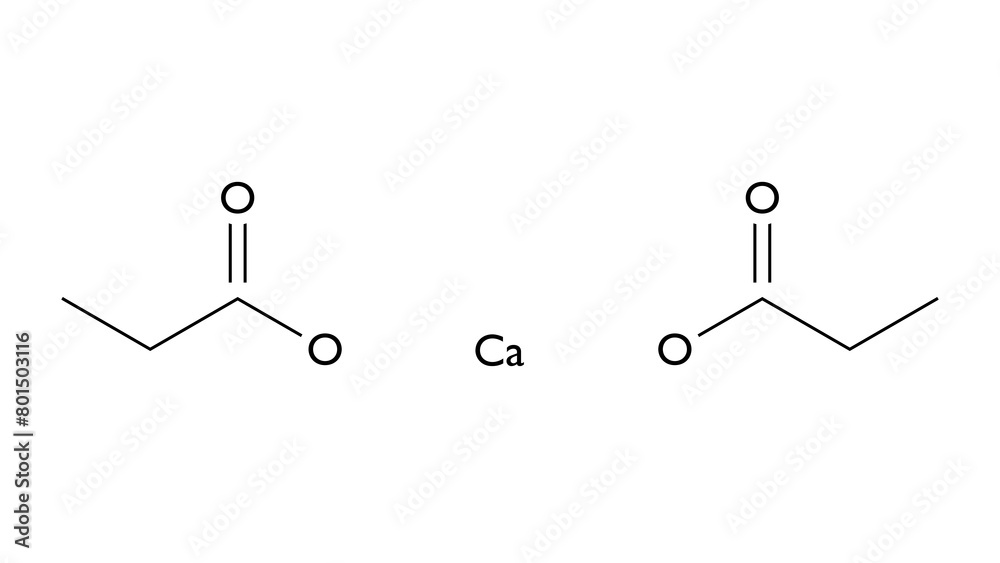 ภาพประกอบสต็อก calcium propanoate molecule, structural chemical formula ...