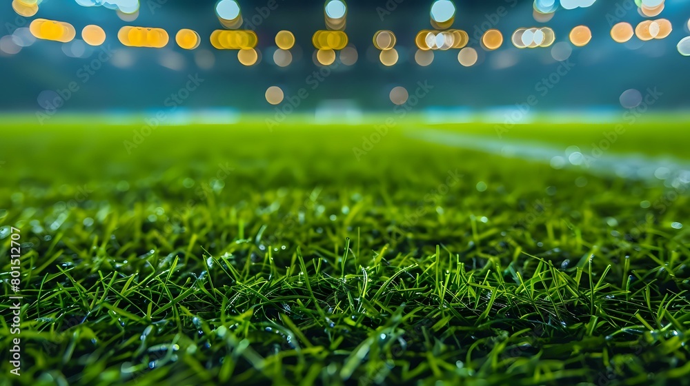 football stadium with lights - grass close up in sports arena ...
