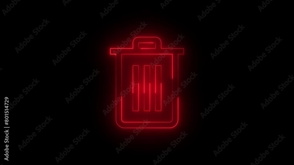 Neon glowing red color delete icon on black background animation Stock ...