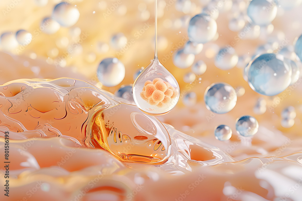 Cosmetic serum Oil drop on skin cell, Skin Repair, moisturizer ...